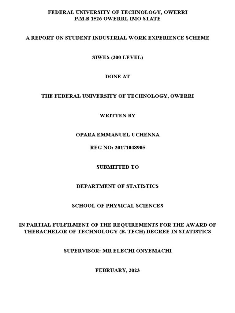 Opara Siwes Project | PDF | Histogram | Standard Deviation