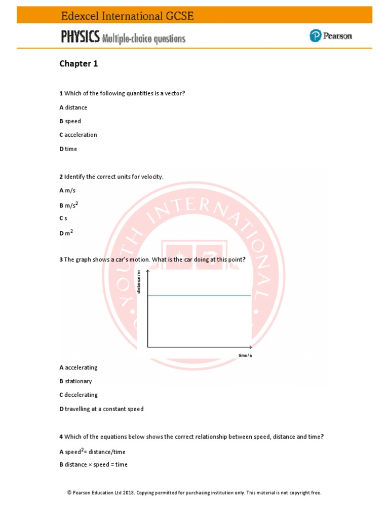 IGCSE - Physics - MCQ 1 - Movement and Position | PDF | Velocity ...