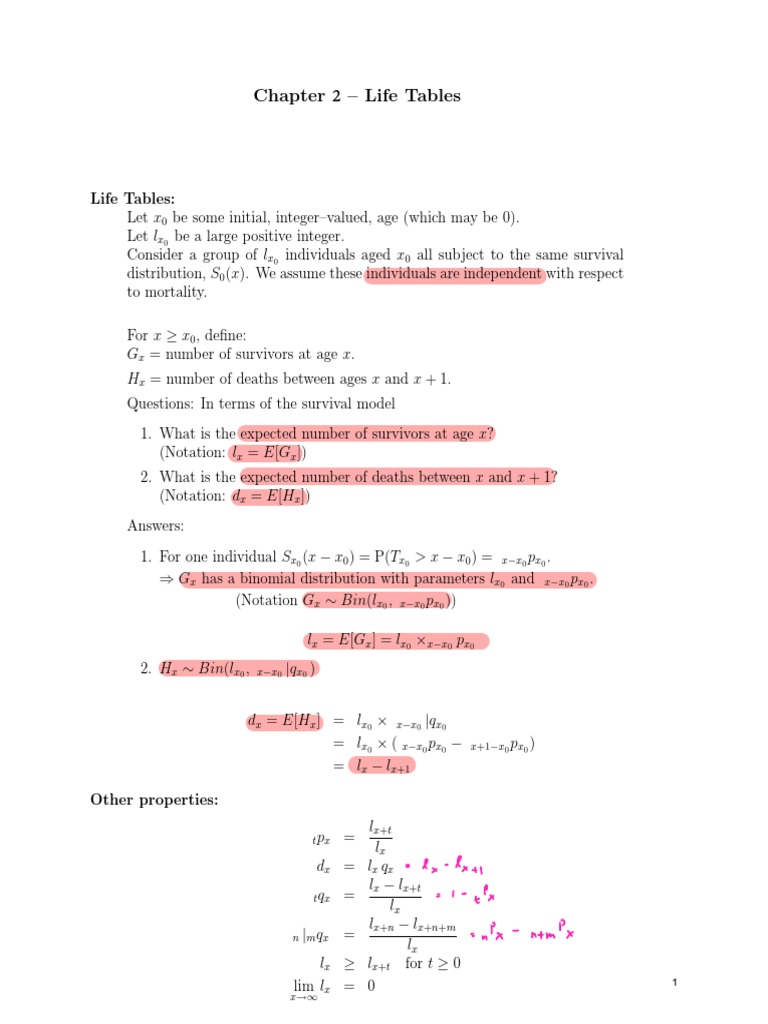 Chapter 2-Life Tables | PDF | Mathematical And Quantitative Methods ...