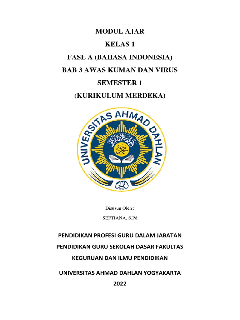 Modul Ajar Kelas 1 Fase A (Bahasa Indonesia) Bab 3 Awas Kuman Dan Virus ...