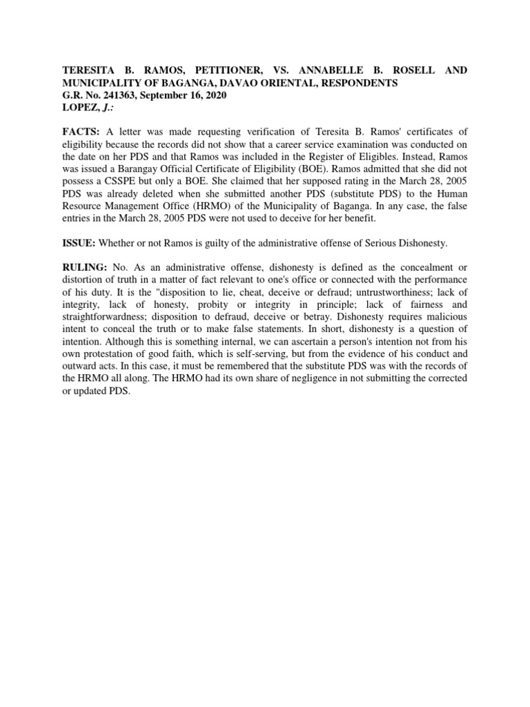 Ramos V Rosell | PDF