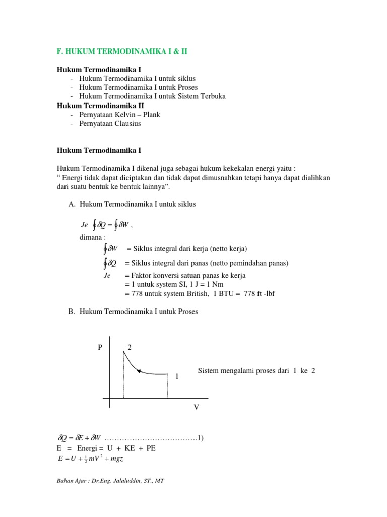 04 Hukum Termodinamika I & II | PDF