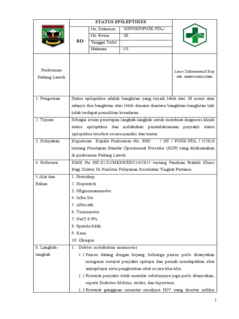 Sop Status Epileptikus | PDF