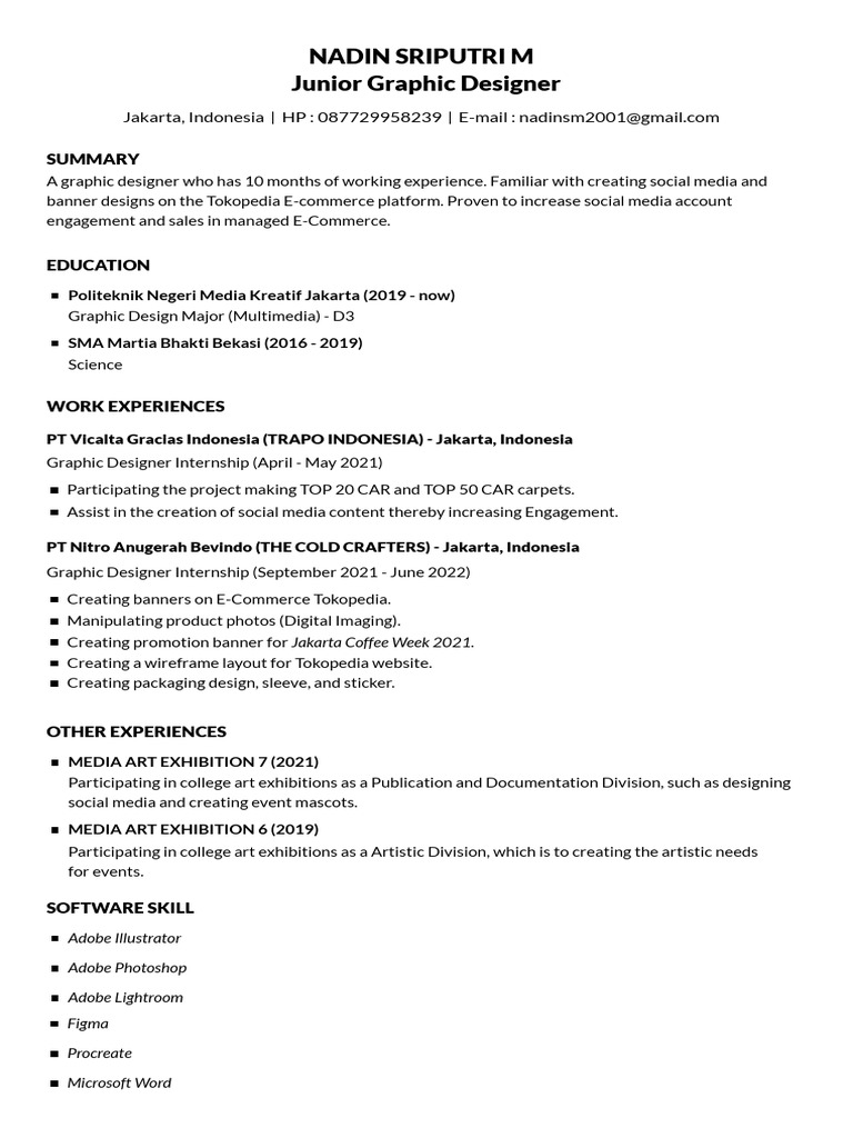 CV & Portfolio - Nadin | PDF | Graphic Design | Communication Design