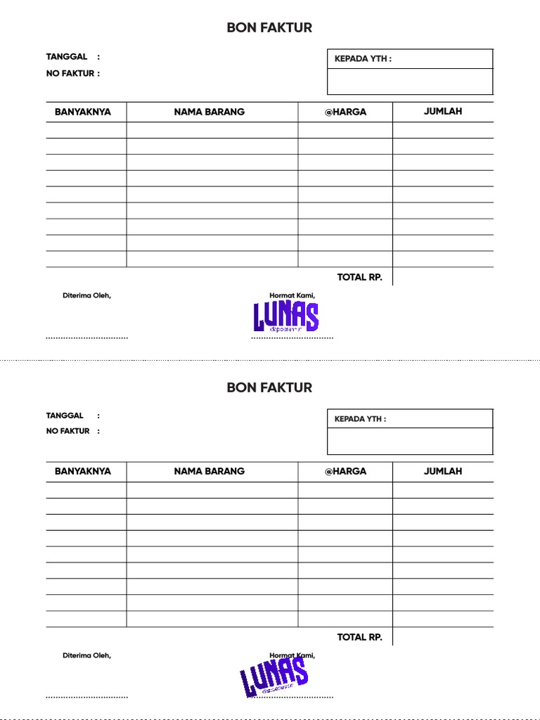 Bon Faktur Kertas A4 | PDF