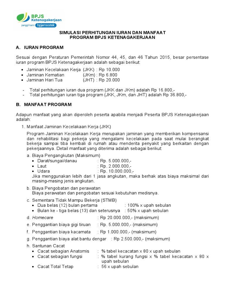 Simulasi Dan Manfaat BPU Dasar Upah 1jt | PDF