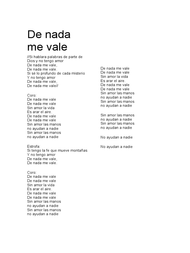 de nada me vale | PDF