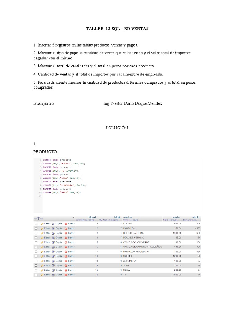 Taller 13 SQL2023 | PDF