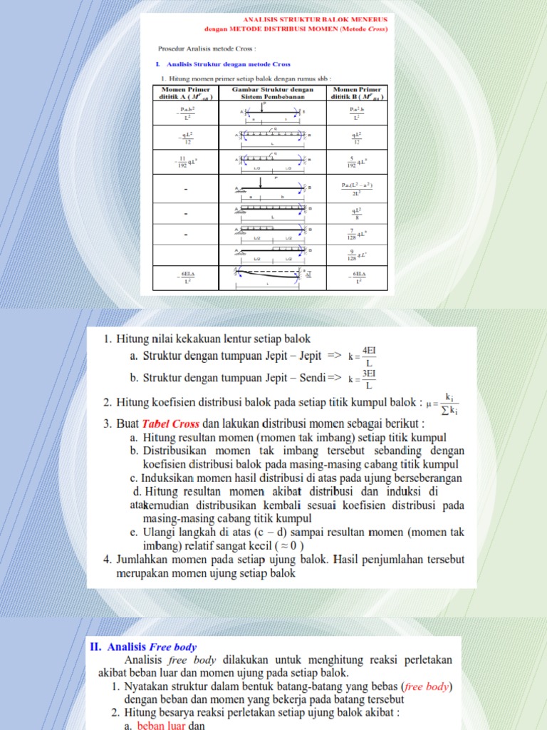 Metode Cross (Distribusi Momen) | PDF