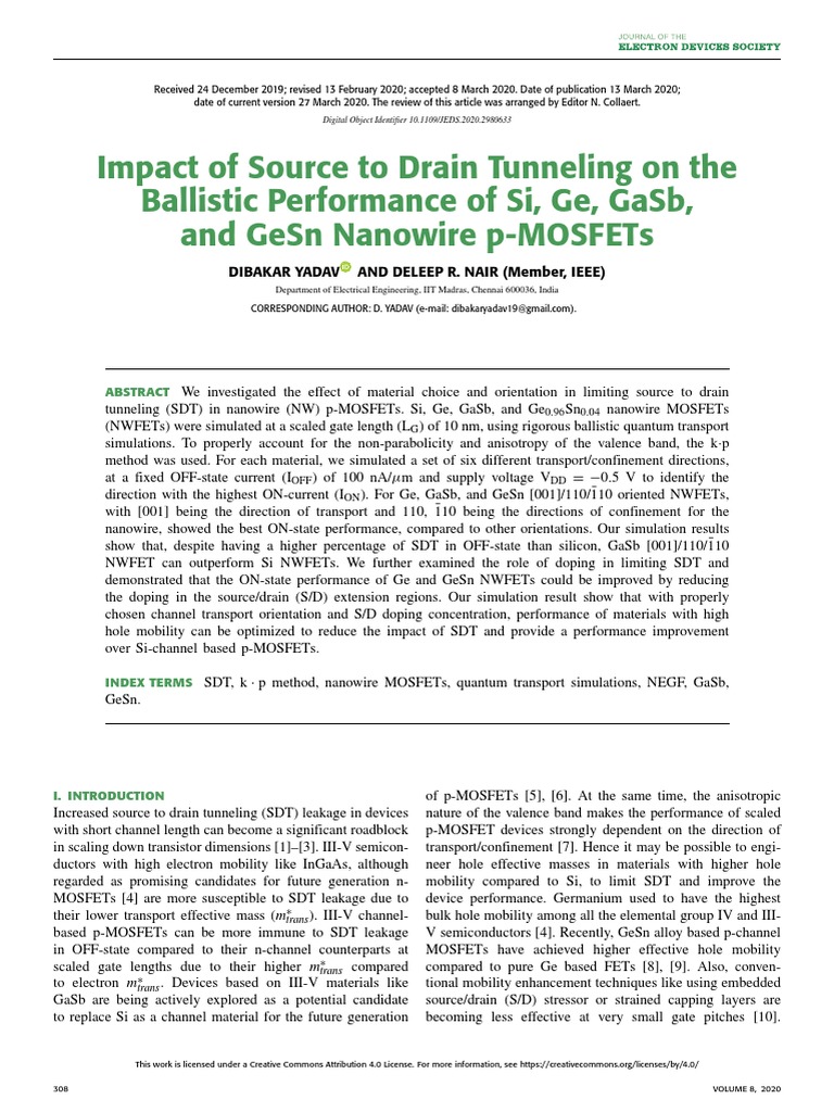 Impact of Source To Drain Tunneling On The Ballistic Performance of Si ...