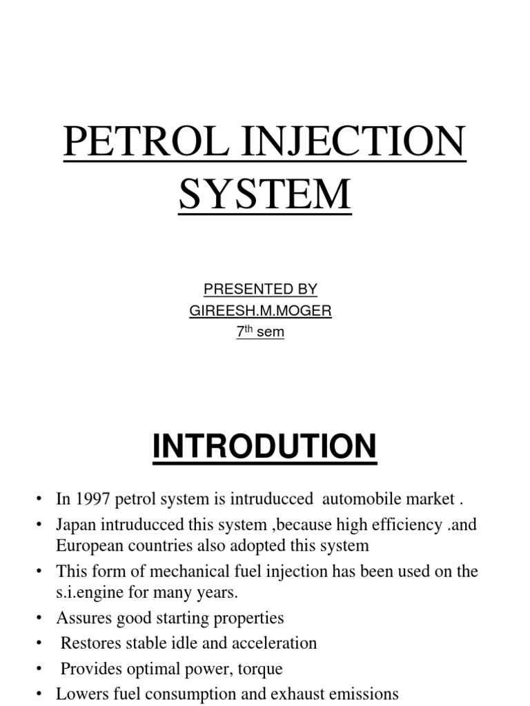 Types of Petrol Injection Systems | PDF | Fuel Injection | Carburetor
