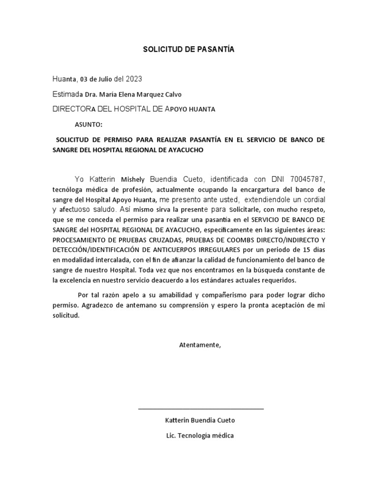 Solicitud de Pasantía | PDF