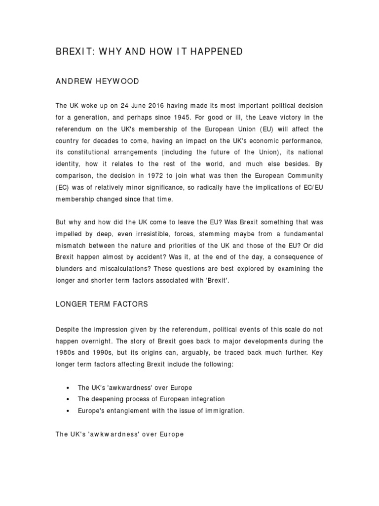 Brexit - How and Why It Happened | PDF | Cost Of Living | Brexit