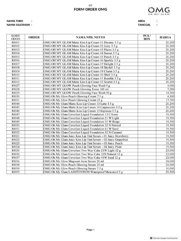 Form Order OMG 01022023 | PDF