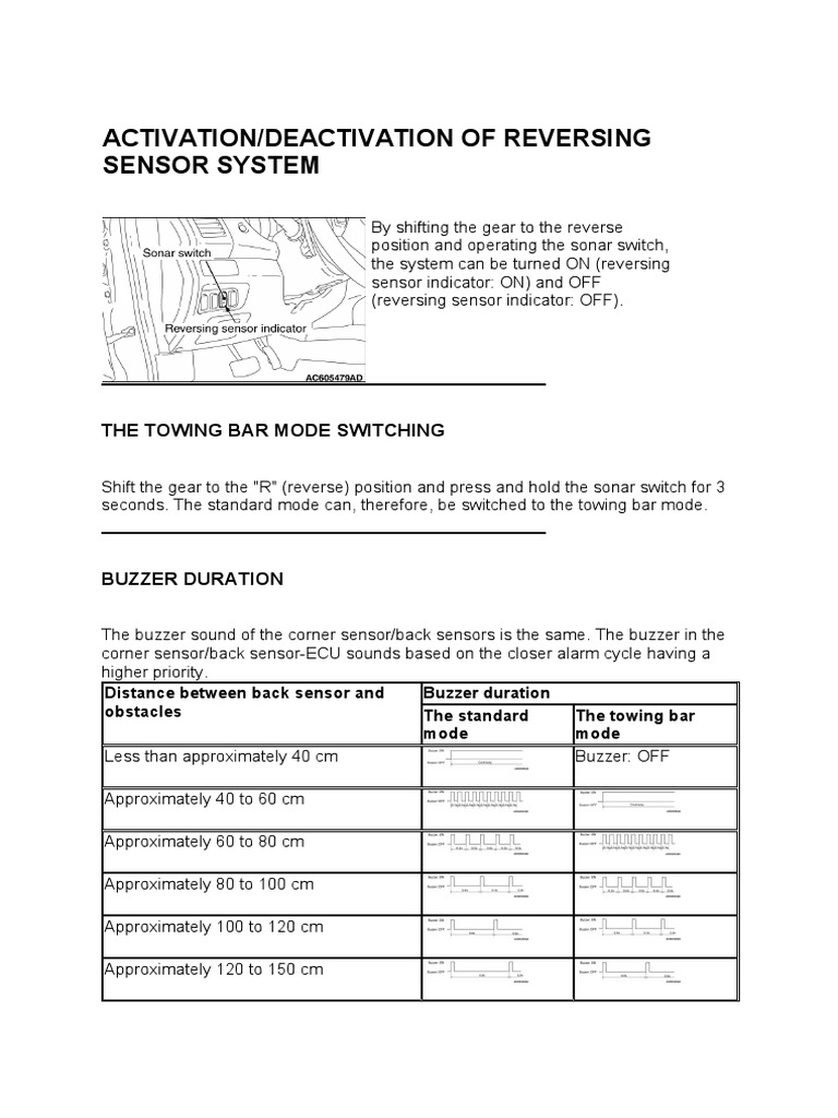 MITSUBISHI OUTLANDER Back Warning System Tow Mode | PDF