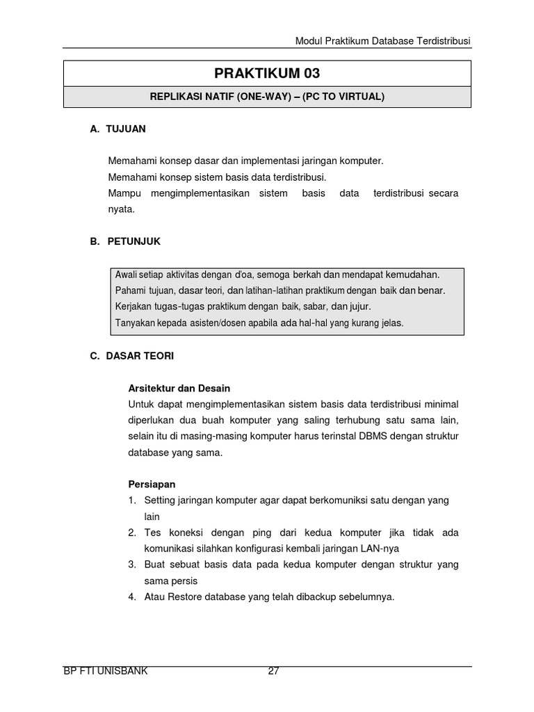 SBDT Replikasi Oneway Virtual V2 | PDF