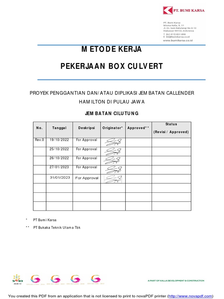Metode Kerja Box Culvert Cilutung R4 | PDF