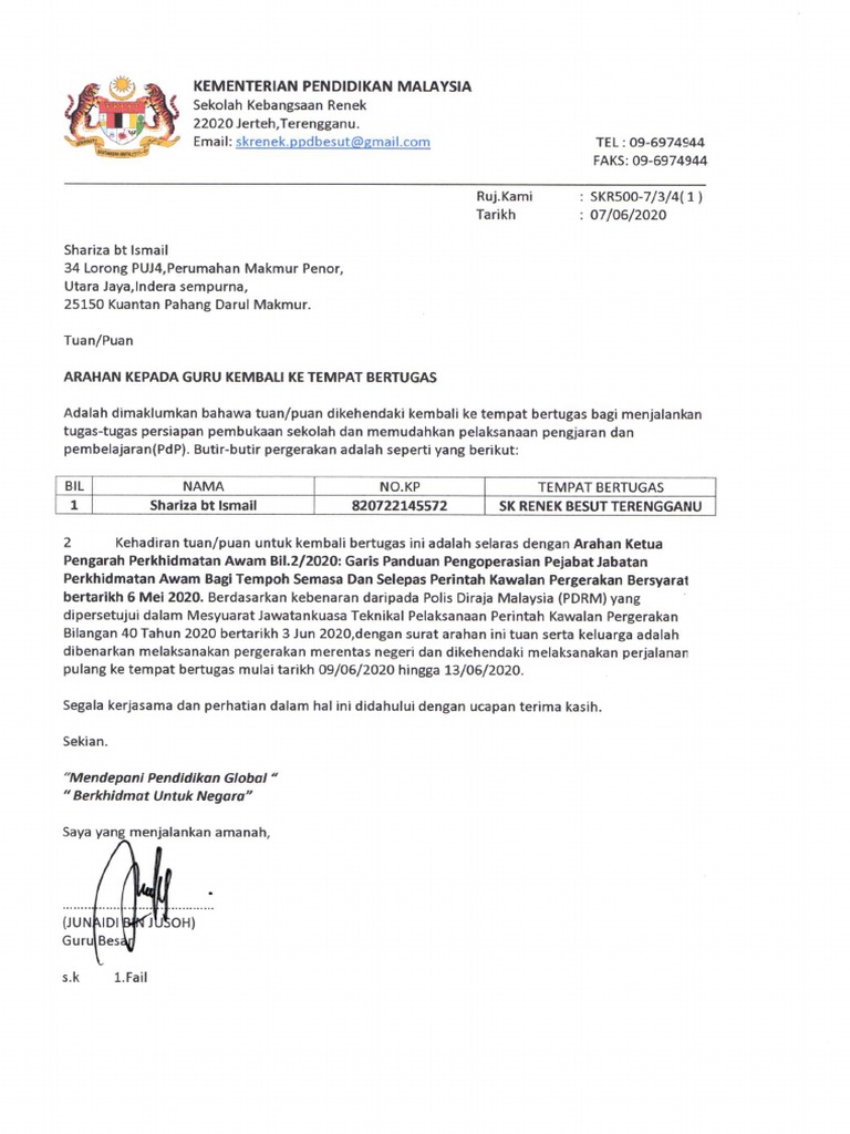 Surat Arahan Bertugas | PDF