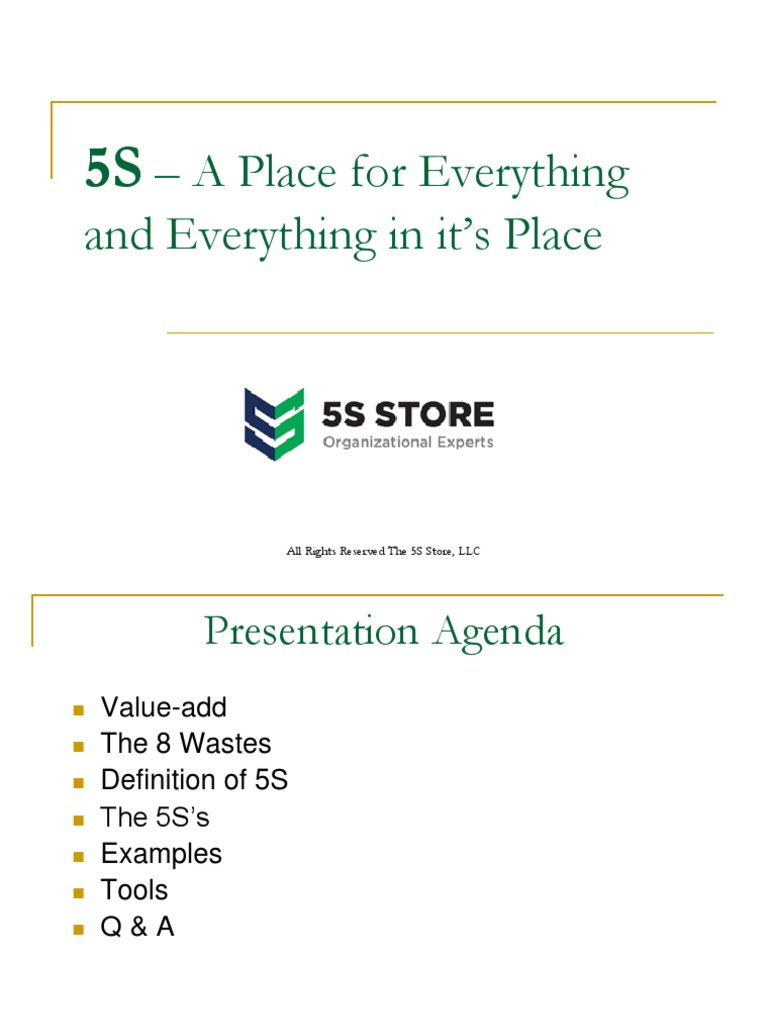 The 5S Store 5S Training Presentation 2019 | PDF | Waste | Secondary ...