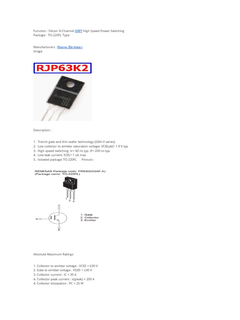 RJP63K2 Igbt | PDF