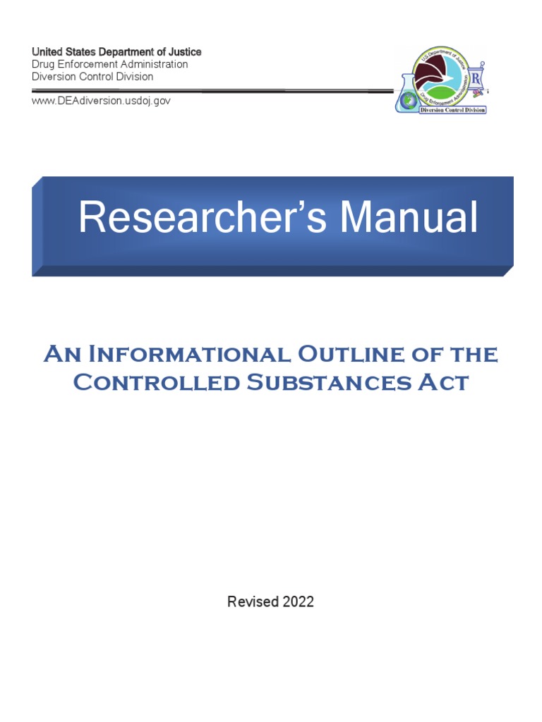 (DEA-DC-057) (EO-DEA217) Researchers Manual Final Signed | PDF ...
