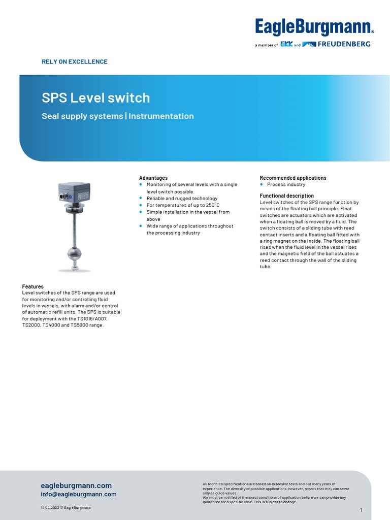 SPS Level Switch Overview | PDF | Switch | Density