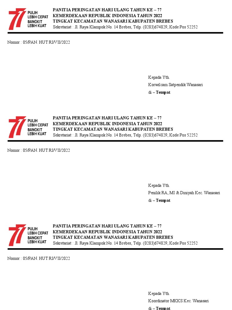 Amplop Hut Ri 2022 | PDF