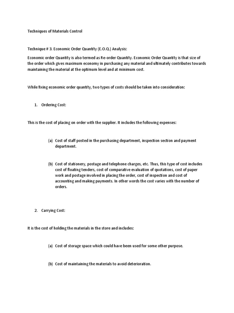 Techniques of Materials Control.1 | PDF