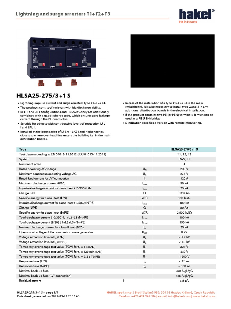 Surge Arrester Specs for Engineers | PDF | Physical Quantities | Electronics