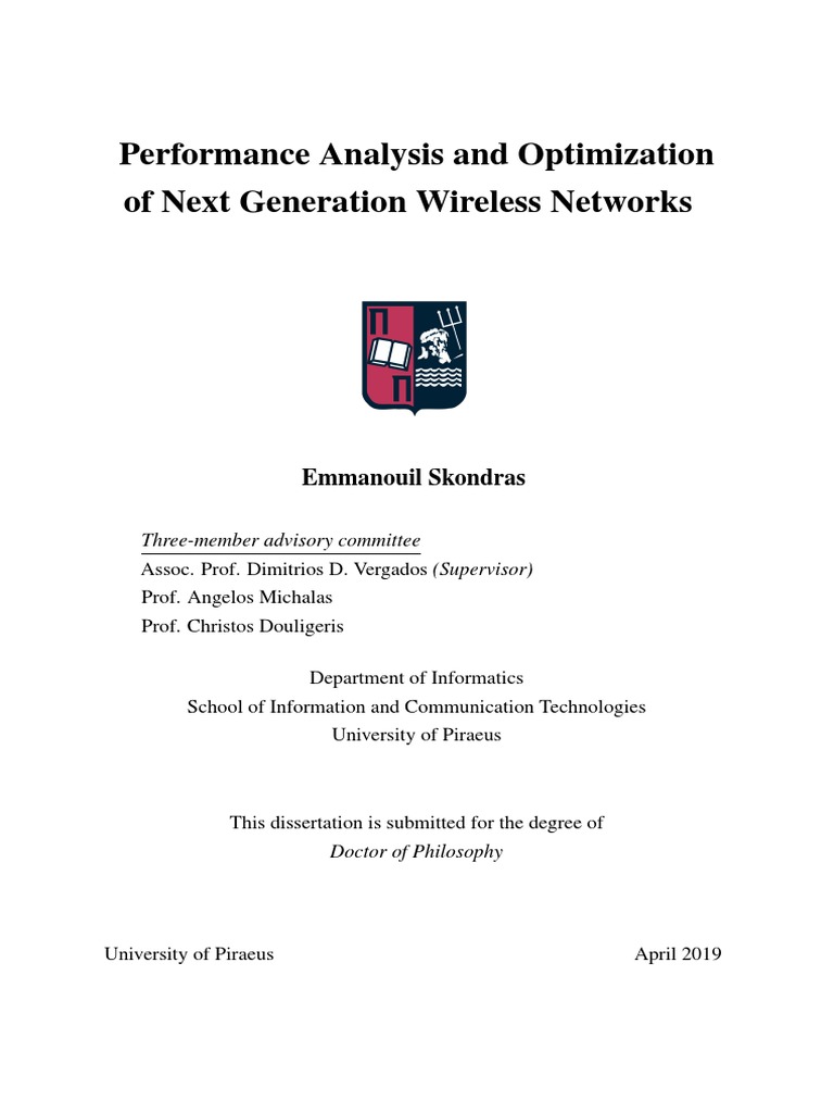 2019 Performance Analysis And Optimization Of Next Generation Wireless Networks Pdf Software