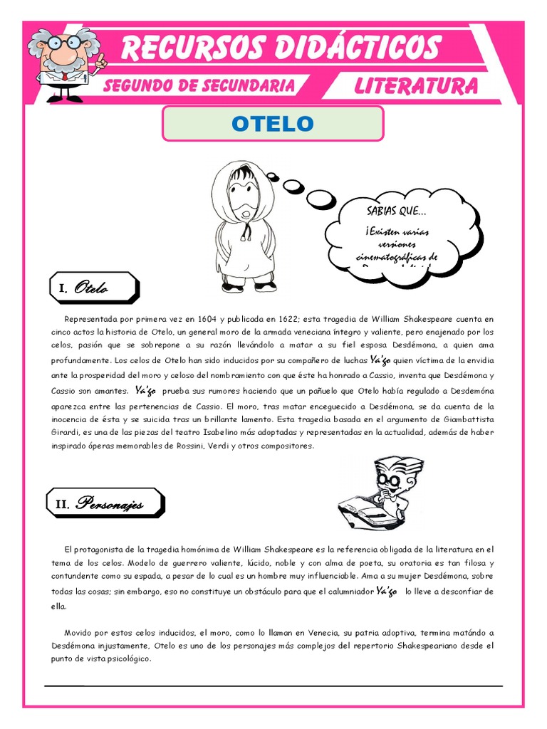 Celos y tragedia en Otelo de Shakespeare | PDF | OTELO | Tragedias de ...
