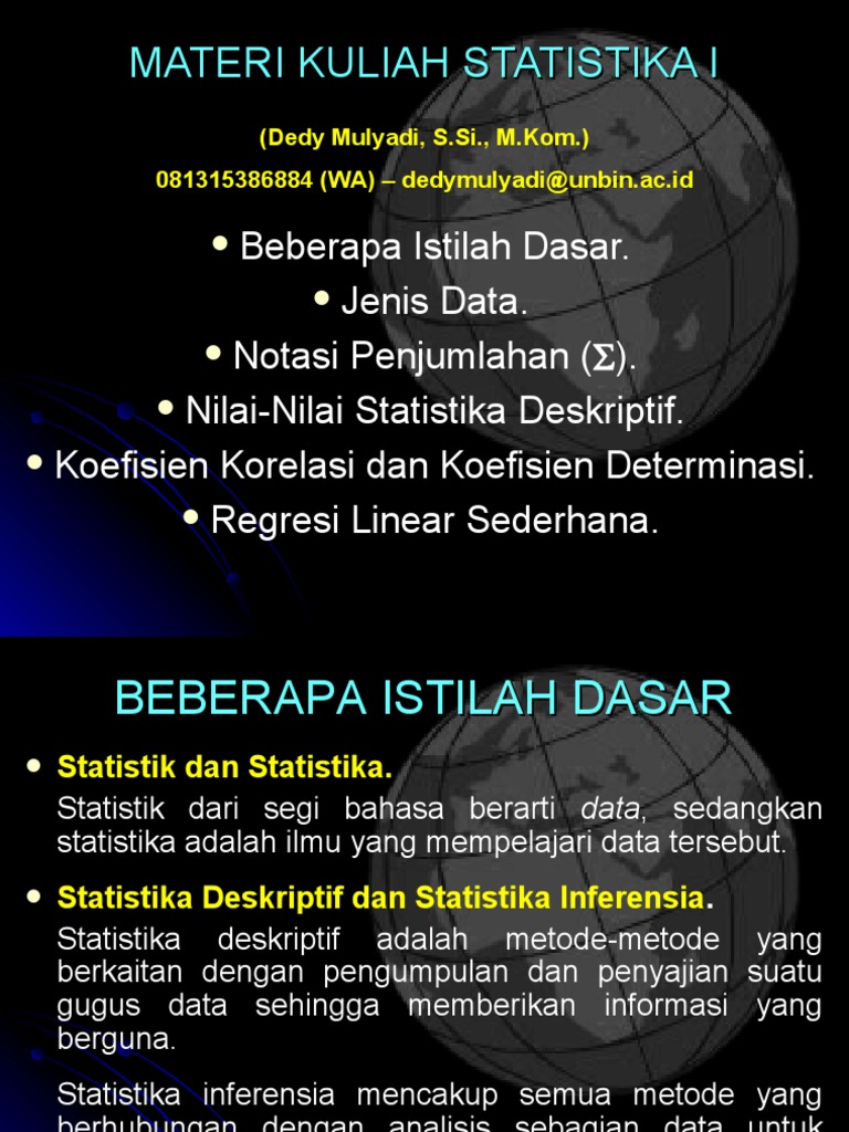 Materi Statistika I | PDF | Metode & Bahan Ajar