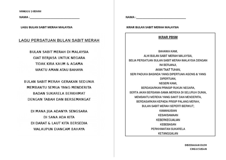 PBSM Lagu Dan Ikrar | PDF