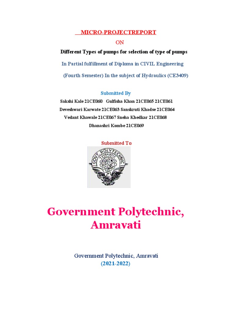 Hydraulics Microproject Final | PDF | Pump | Continuum Mechanics