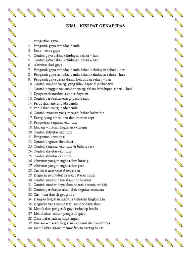 Kelas 4 KISI KISI IPAS | PDF