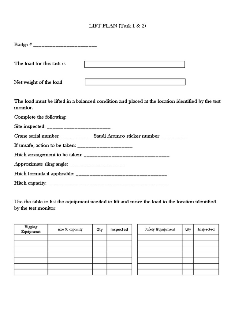 Aramco Rigger 3 Lifting Plan | PDF