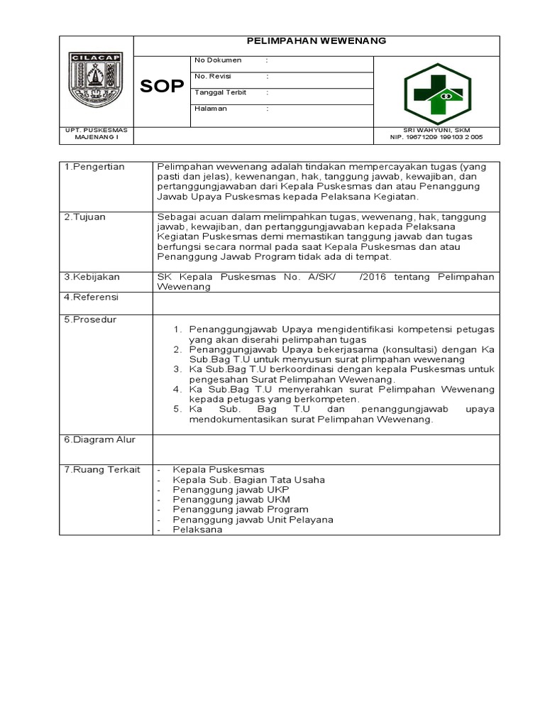 2.3.9. EP 2 SOP. Pelimpahan Wewenang | PDF