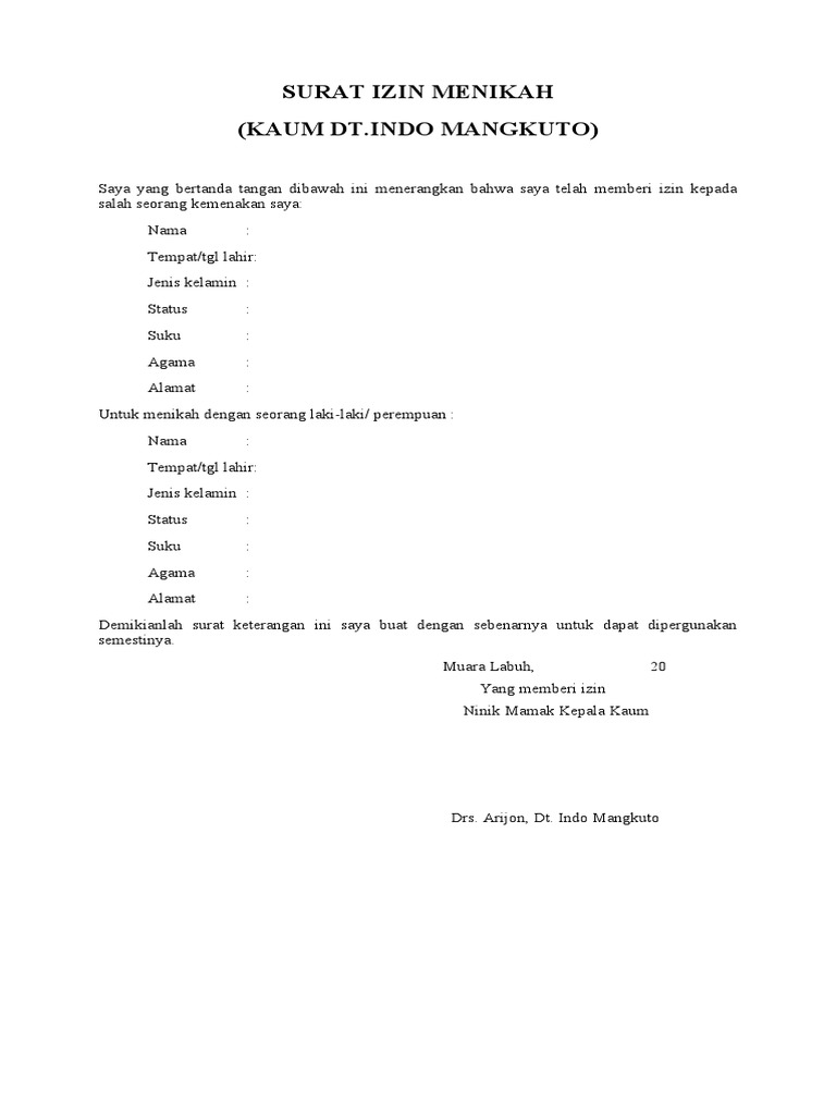 Surat Izin Menikah Pdf