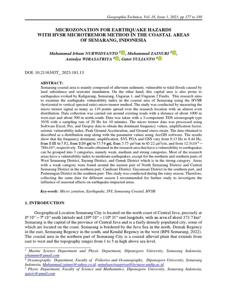 nurwidyanto-2023-MICROZONATION FOR EARTHQUAKE HAZARDS WITH HVSR ...