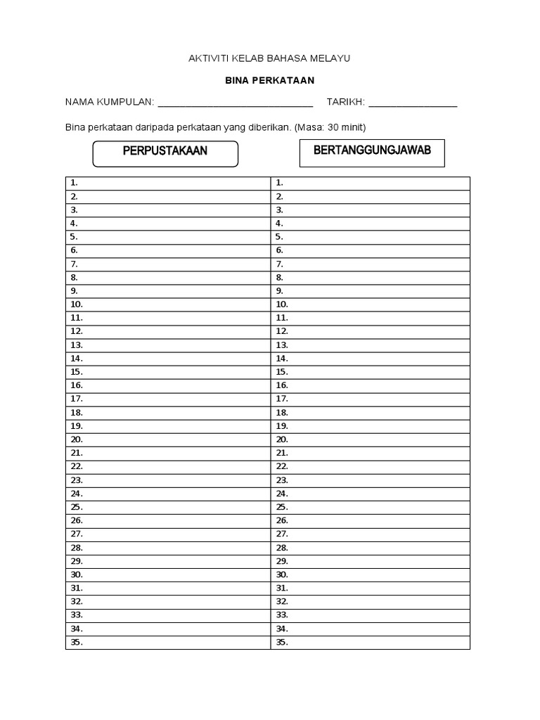 Aktiviti Kelab Bm Bina Perkataan | PDF