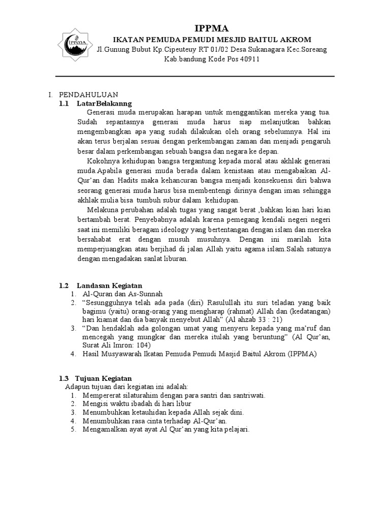 Proposal Sanlat Liburan | PDF