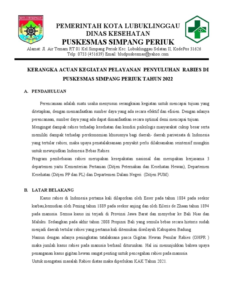 Kak Penyuluhan Rabies 2022 | PDF
