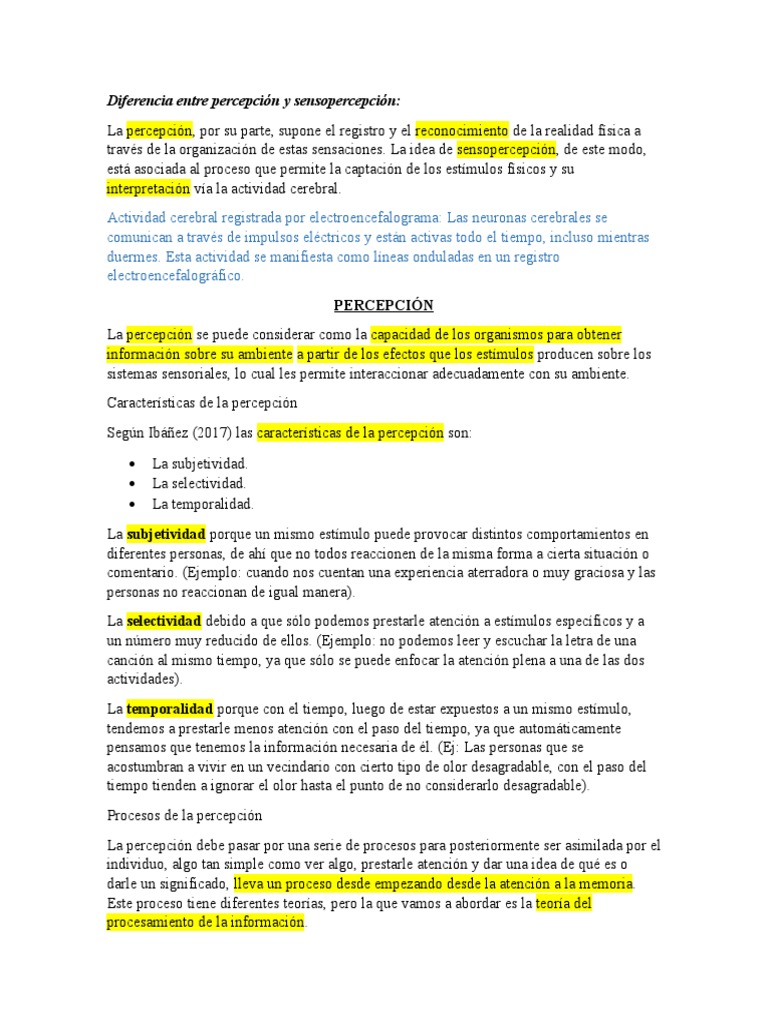 Percepción y Sensopercepción | Descargar gratis PDF | Percepción | Atención