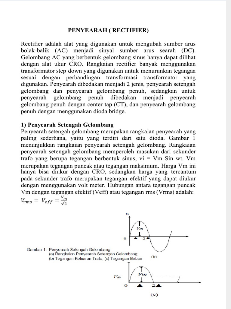 Makalah Penyearah Dan Filter | PDF