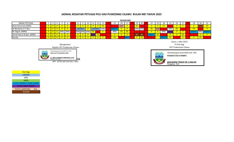 Jadwal Keg Poli Gigi Cilawu 2023 Fix-1 - Signed - Signed | PDF