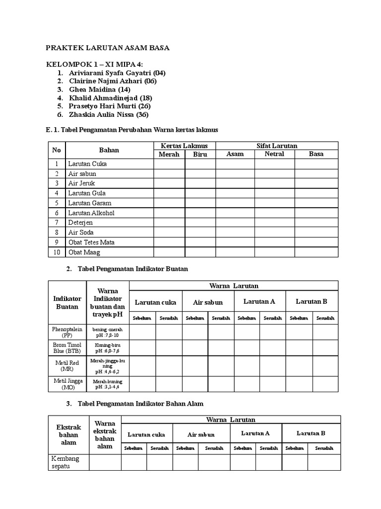LKPD Pratek Larutan Asam Basa | PDF | Memasak, Makanan, & Anggur