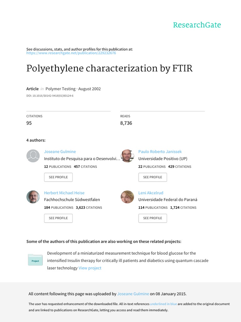 FTIR Analysis of Polyethylene Grades | PDF | Spectroscopy | Applied And ...