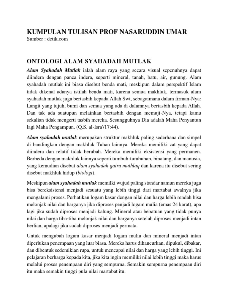 Kumpulan Tulisan Prof Nasaruddin Umar | PDF
