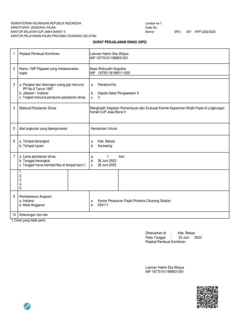 SPD Lembar 1 Asep Wahyudin Nugraha PDF | PDF