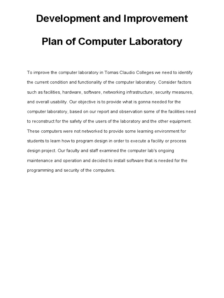 Development-and-Improvement-Plan-of-Computer-Laboratory | PDF ...